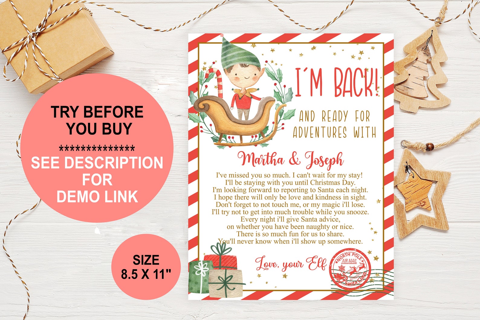 Editable Elf Arrival Letter Boy Elf Return Letter Christmas - Etsy