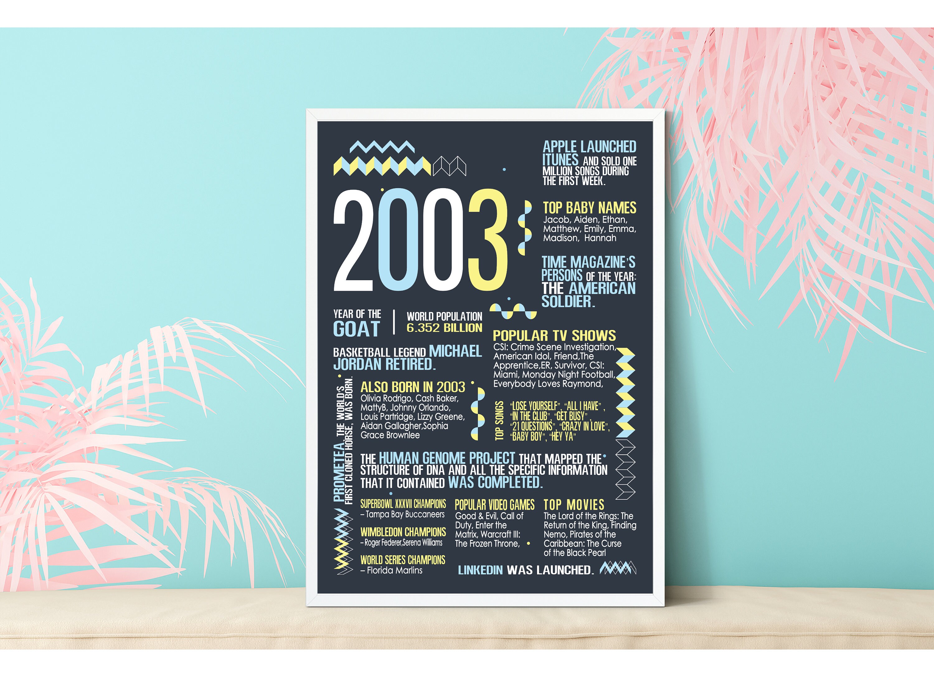 2003 Birthday Year Poster, 23rd Anniversary Gift (printable Download ...