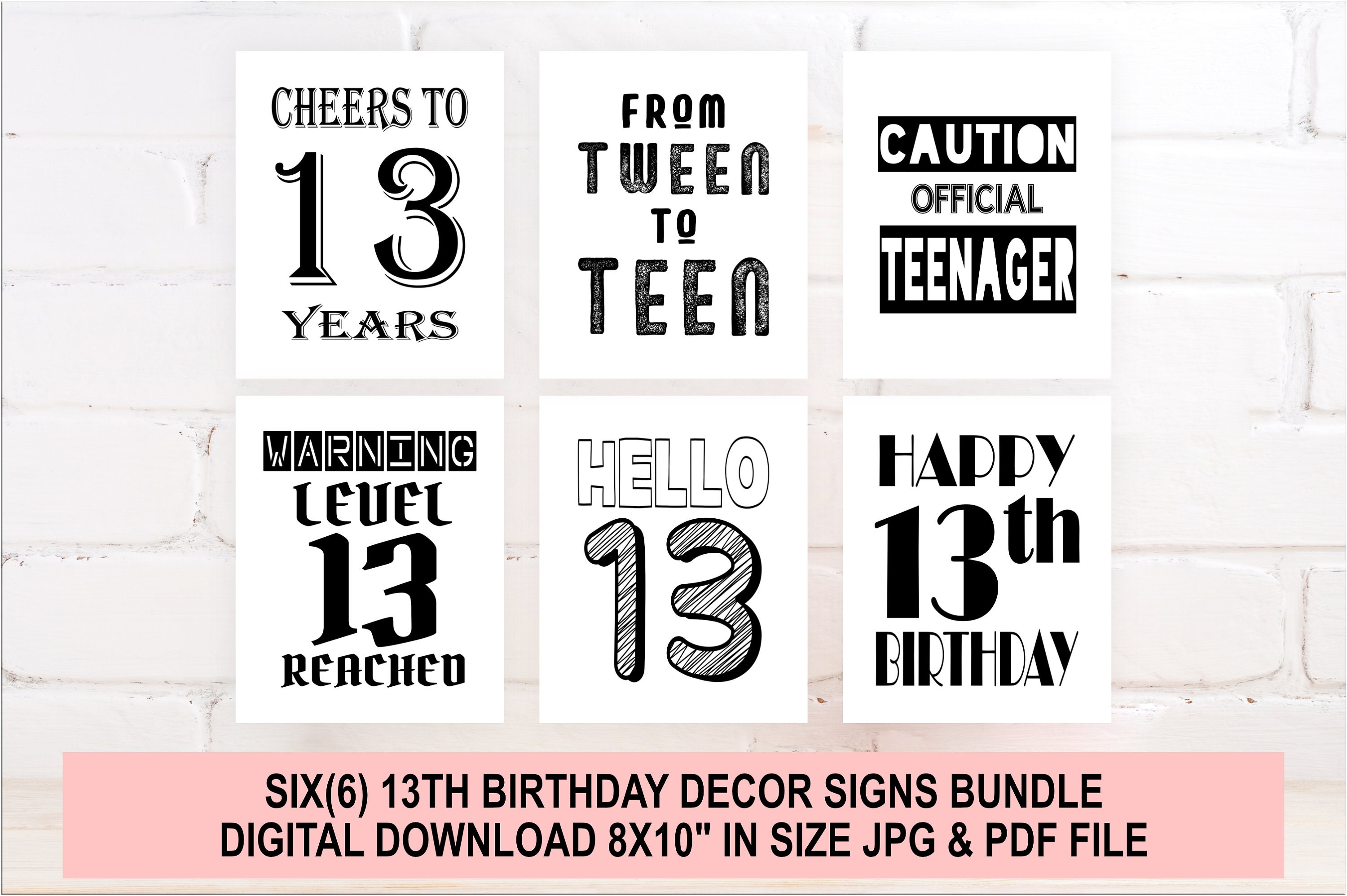 13th Birthday Signs Decor Bundle Birthday Party | Etsy