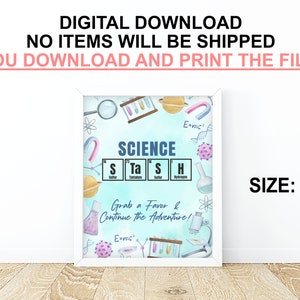 Science Favor Sign Blue Science Party Baby Shower Birthday Party Table ...