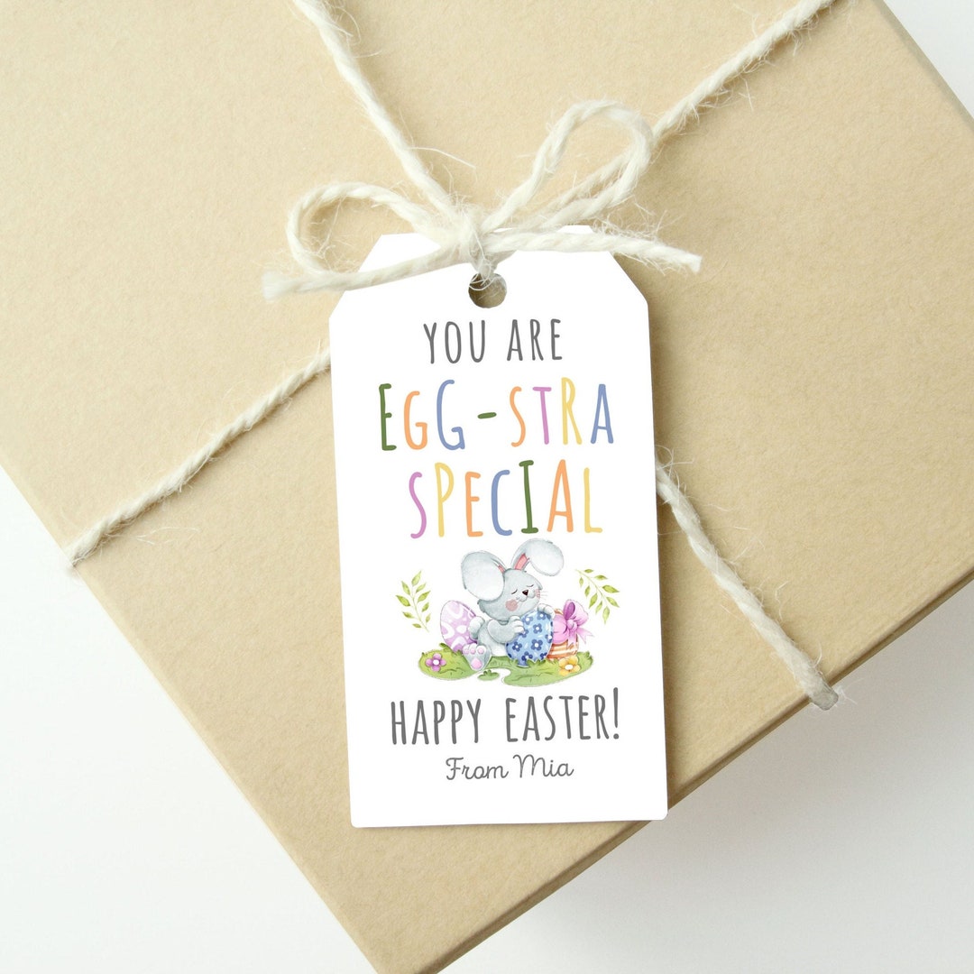 Editable Easter Day Gift Tag Template Egg-stra Easter Favor Tag Kids ...