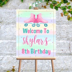 Editable Roller Skates Welcome Sign Party Skating Birthday Party ...