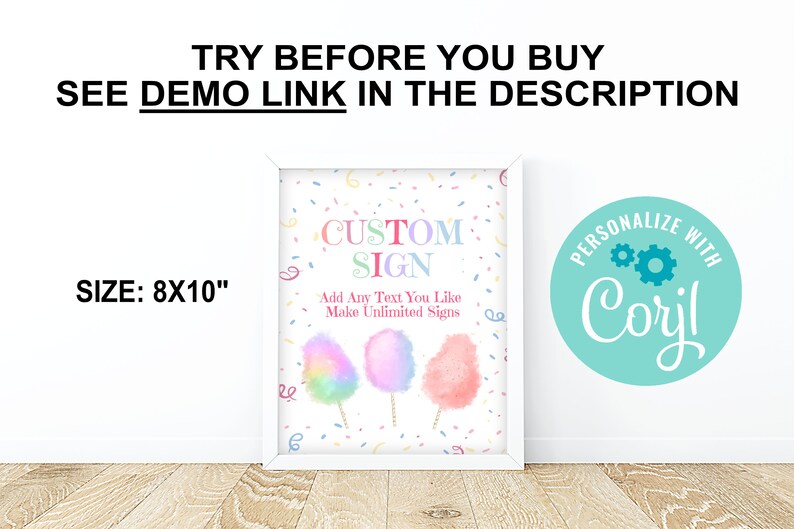 Editable Cotton Candy Custom Sign PRINTABLE Pink Cotton Candy - Etsy