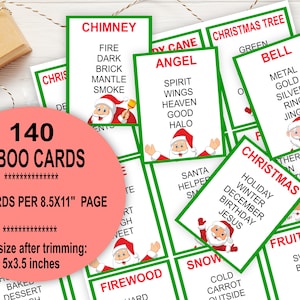 Christmas Taboo Card Game, Group Game , Family Game, Printable ...
