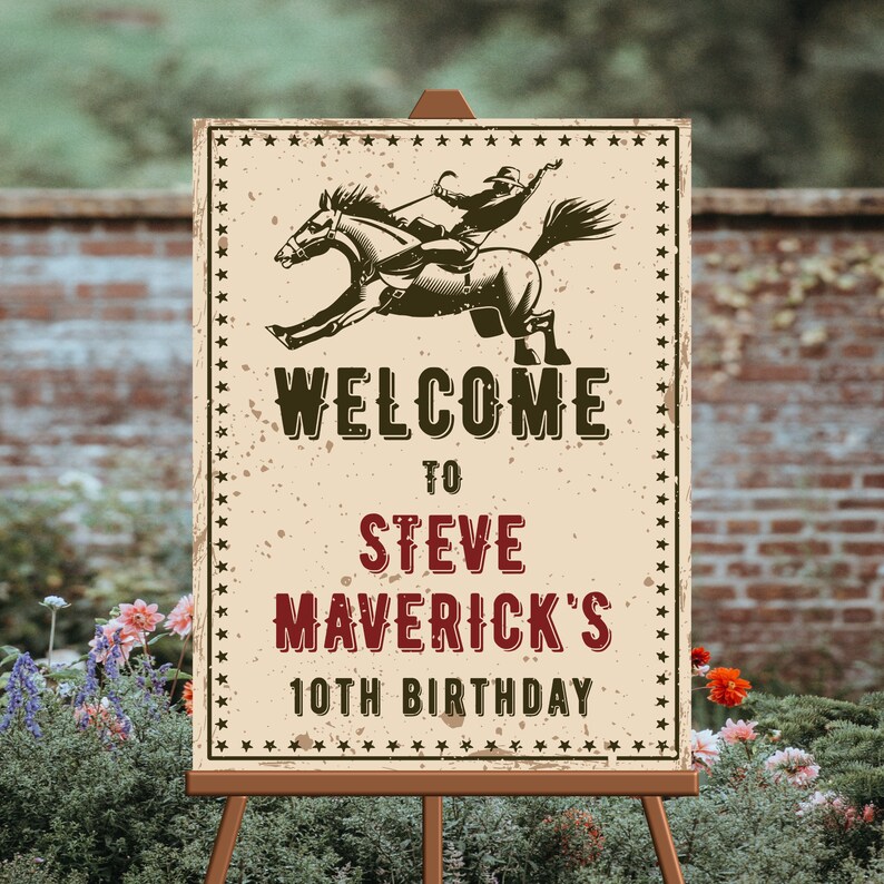 Editable Rodeo Birthday Welcome Sign PRINTABLE Horse Rustic | Etsy
