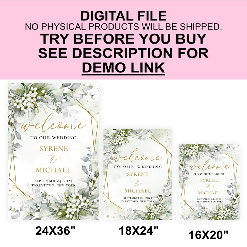 Editable Sage Welcome Sign Greenery Sage Green Wedding Welcome - Etsy