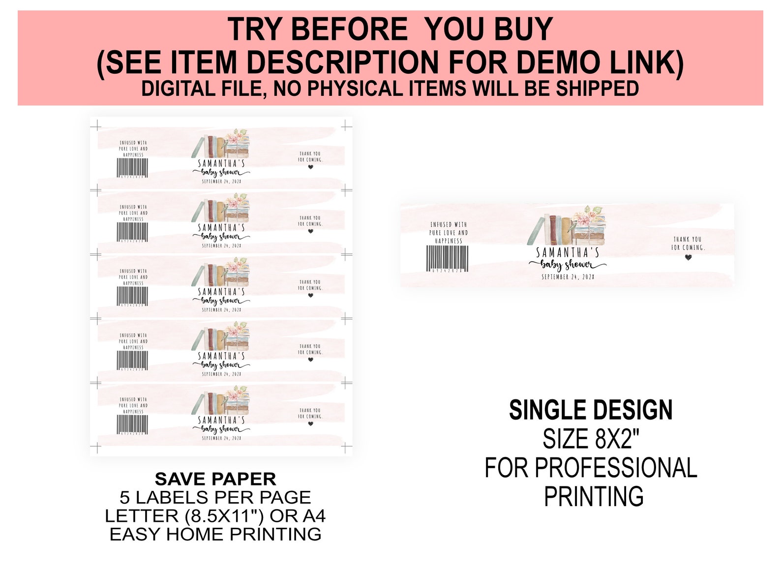 Editable Storybook Water Bottle Label Pink Storybook Water - Etsy