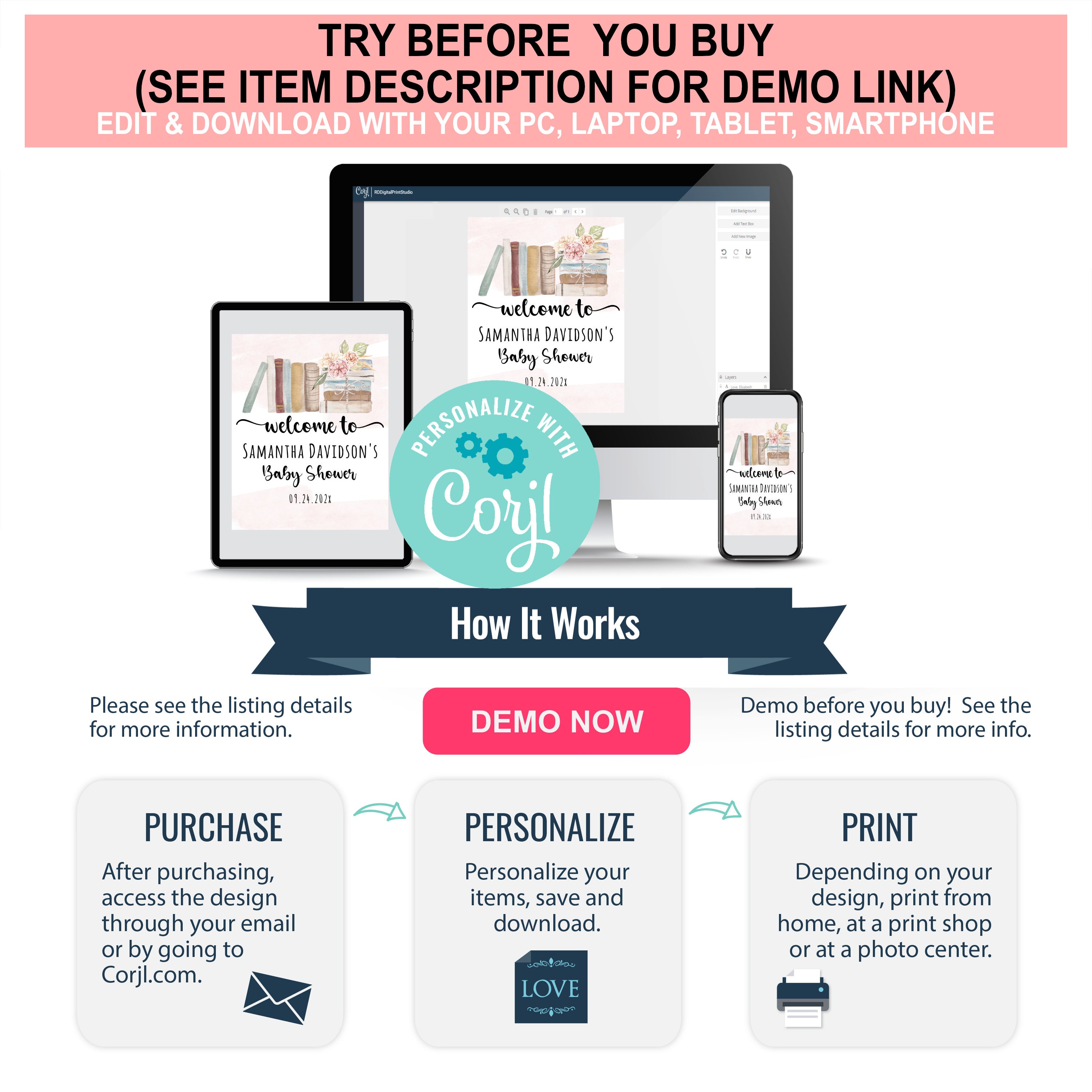 Editable Storybook Welcome Sign Party Storybook Baby Shower - Etsy