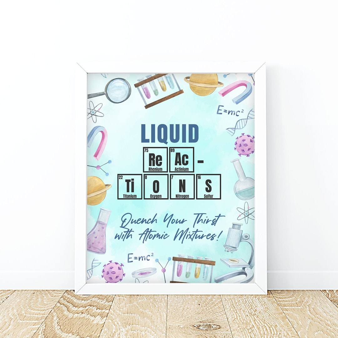 Science Drinks Sign Blue Science Party Sign Baby Shower Table Decor ...