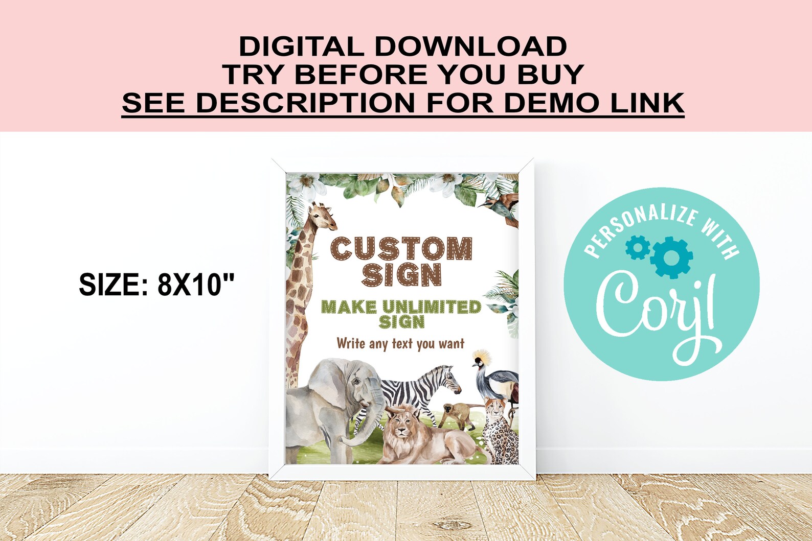 Editable Jungle Custom Sign PRINTABLE Jungle Animals Wild - Etsy