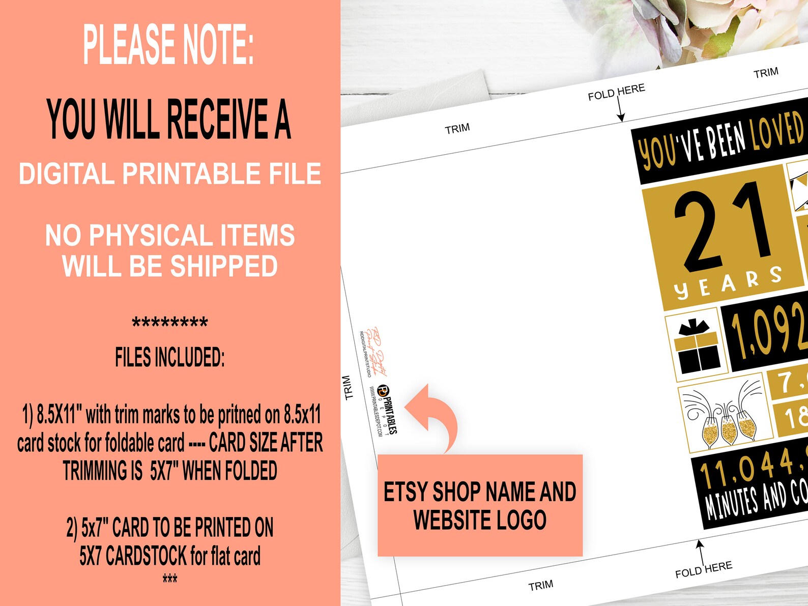 21st Birthday Card, Printable 21st Birthday Card, Greeting Card , Loved ...