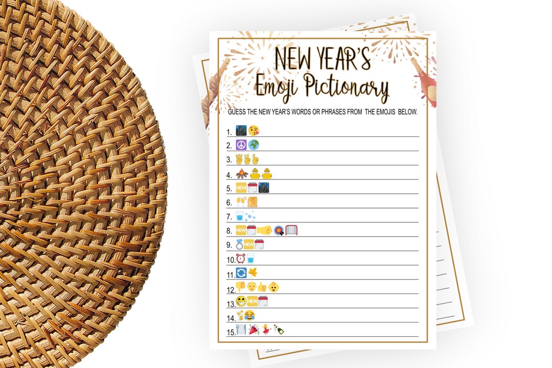 New Years Eve Game New Year Emoji Pictionary Game PRINTABLE Emoji ...