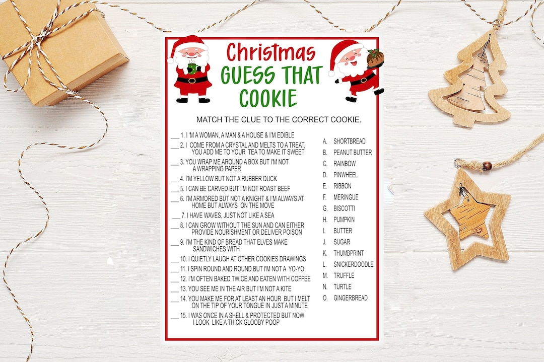 Christmas Cookie Game Printable Christmas Guess That Cookie Quiz Game ...