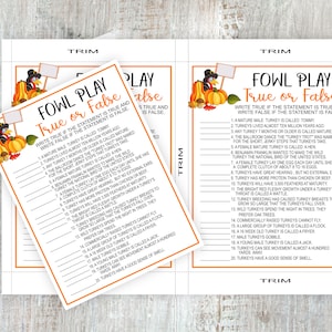 Thanksgiving Fowl Play, Thanksgiving Game, Thanksgiving Party Game ...