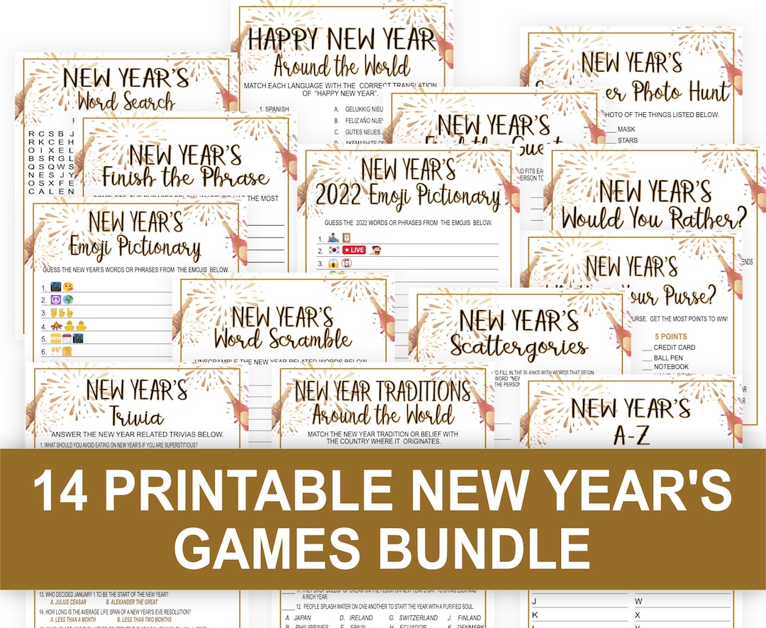 New Years Eve Party Games Bundle Set Pack New Years Eve Game Kids ...