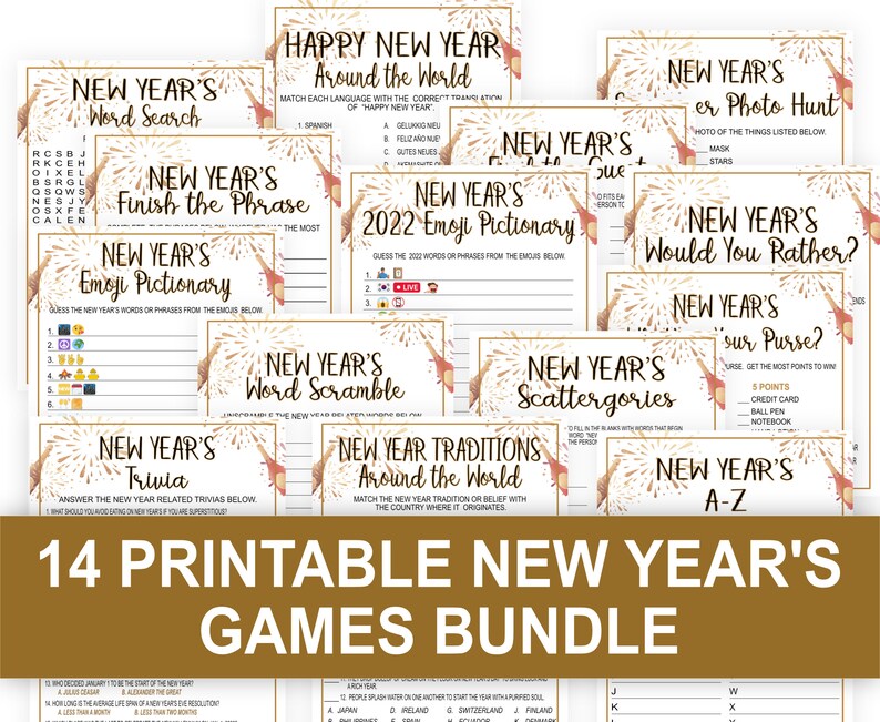 New Years Eve Party Games Bundle Set Pack New Years Eve Game - Etsy
