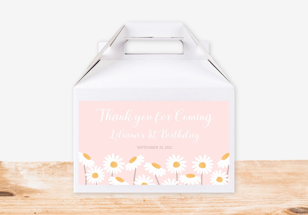 Editable Daisy Gable Box Favor Label Birthday Party Treat Box Birthday ...