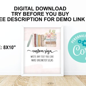 Editable Storybook Custom Sign PRINTABLE Books Baby Shower Birthday ...
