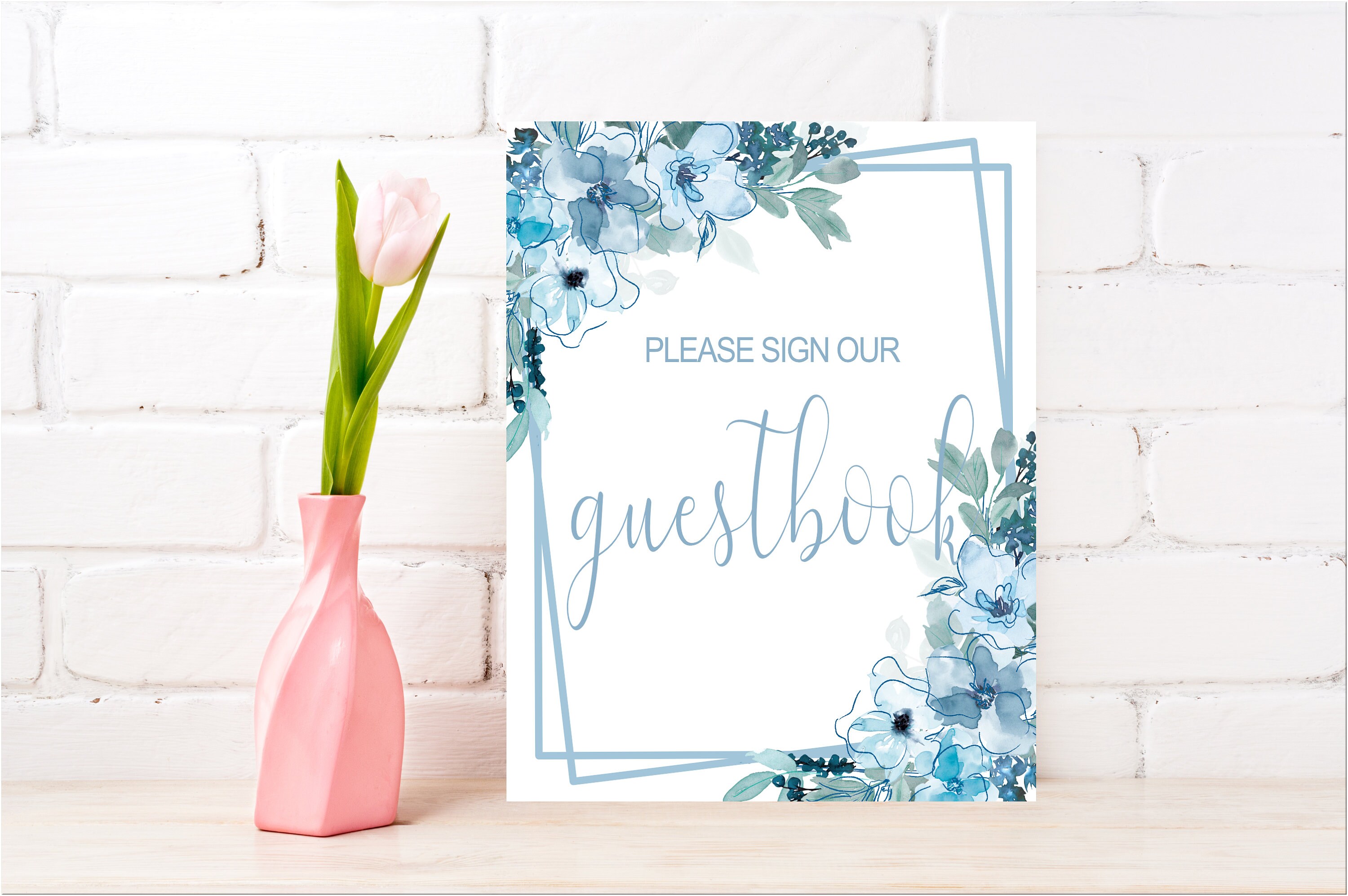 Blue Floral Signs Blue Bridal Shower Signs Blue Floral | Etsy