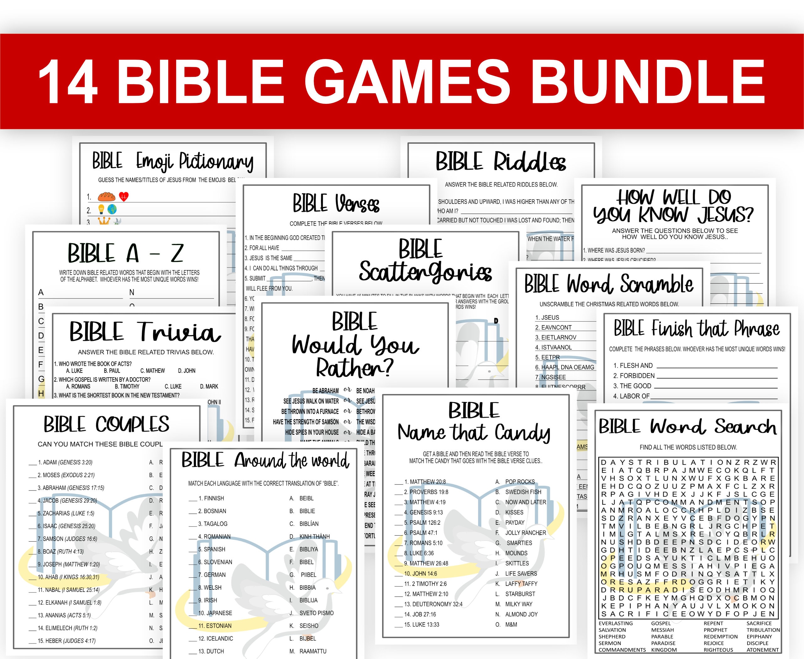Bible Games Bundle Bible Study Games Bible Trivia Bible - Etsy