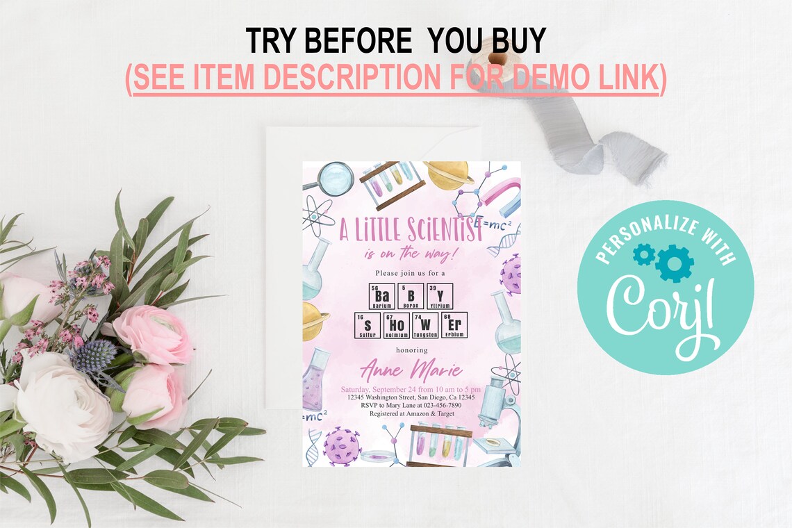 Editable Science Baby Shower Invitation Scientist Theme Baby - Etsy