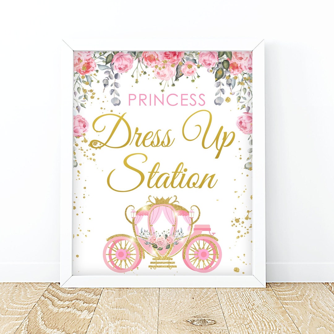 Princess Dress up Station Sign Birthday Party PRINTABLE Princess ...