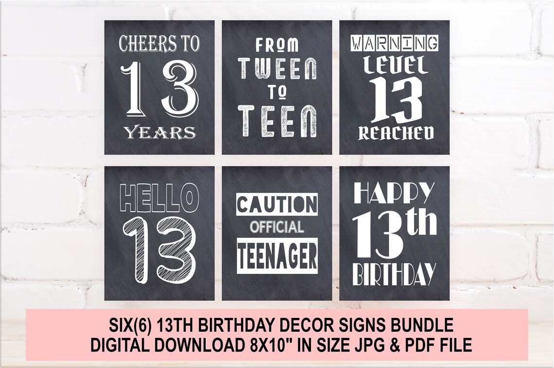 13th Birthday Signs Decor Bundle Birthday Party | Etsy