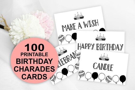 Birthday Party Charades Game Cards Printable Birthday - Etsy