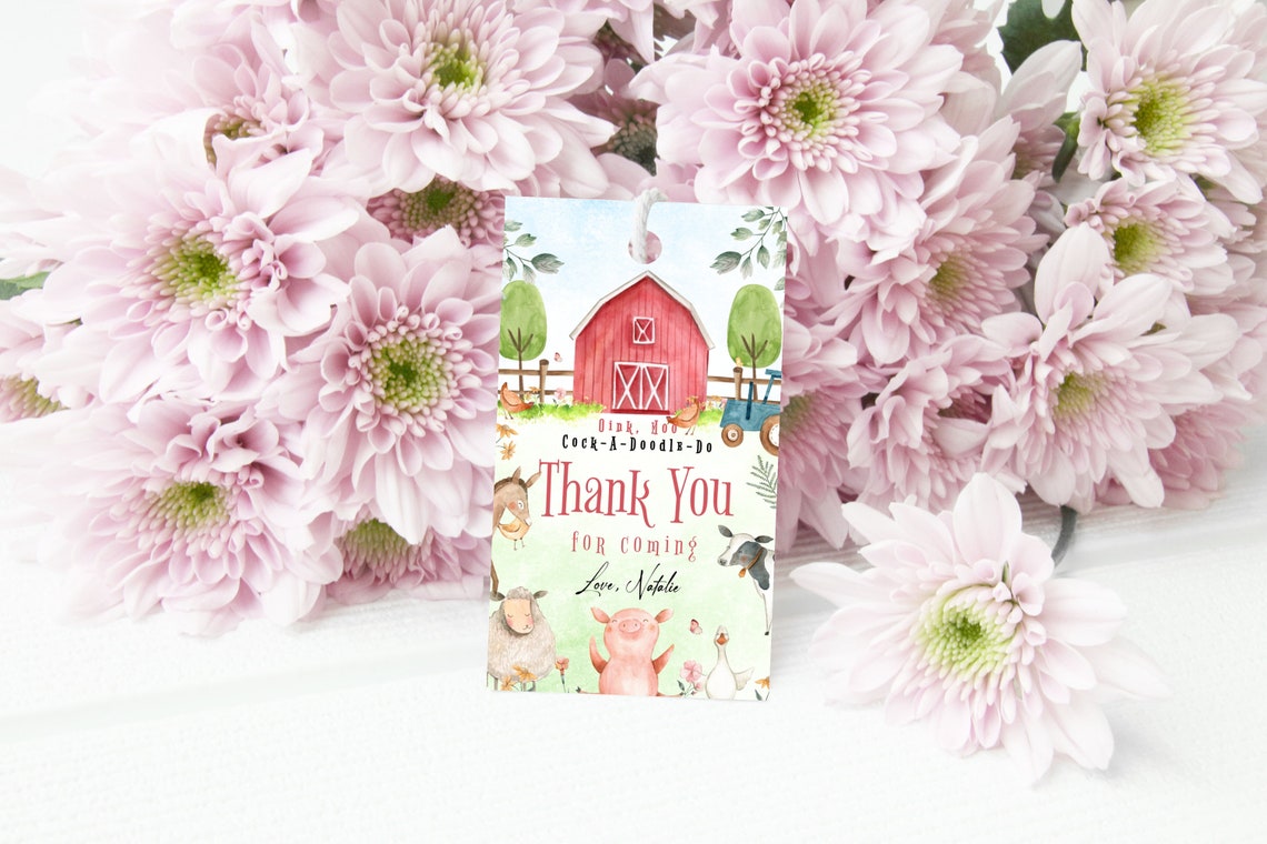 Editable Farm Thank You Tag Favor Tags Baby Shower Birthday - Etsy
