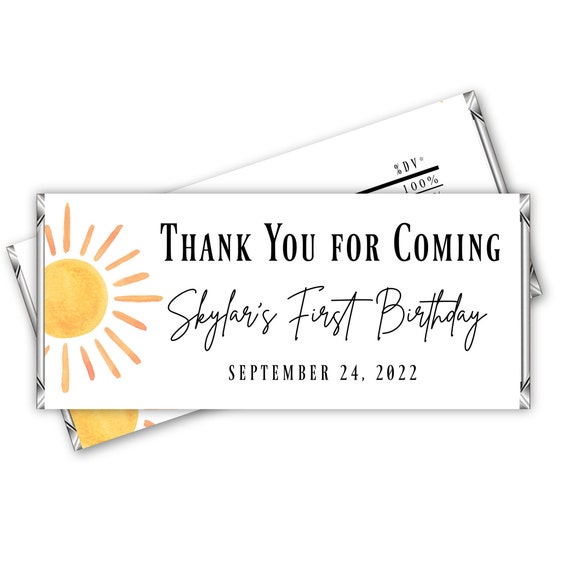 Editable Sun Candy Bar Wrapper Label Favors Birthday Party - Etsy