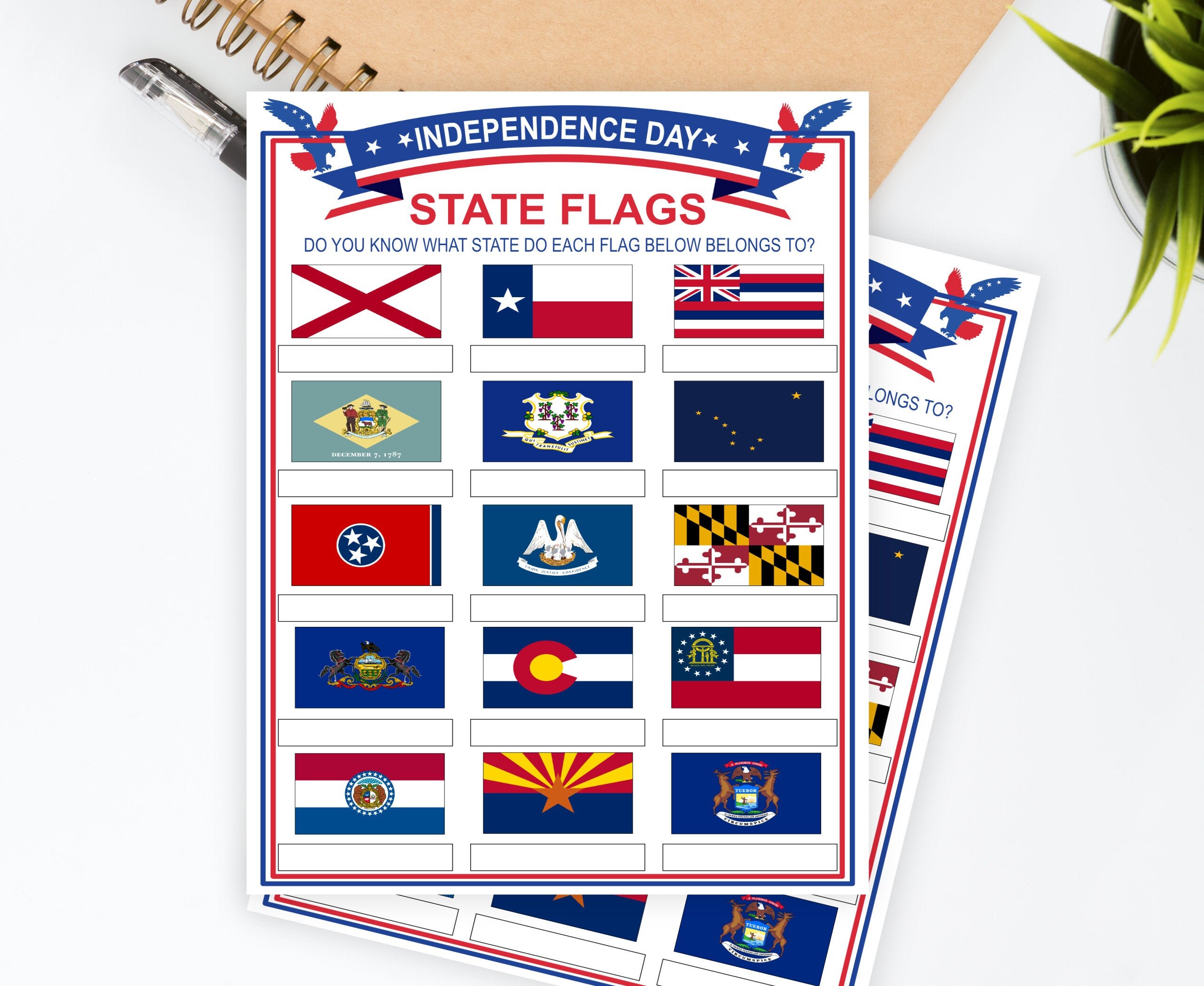 United States State Flags Independence Day Game Fourth of - Etsy UK