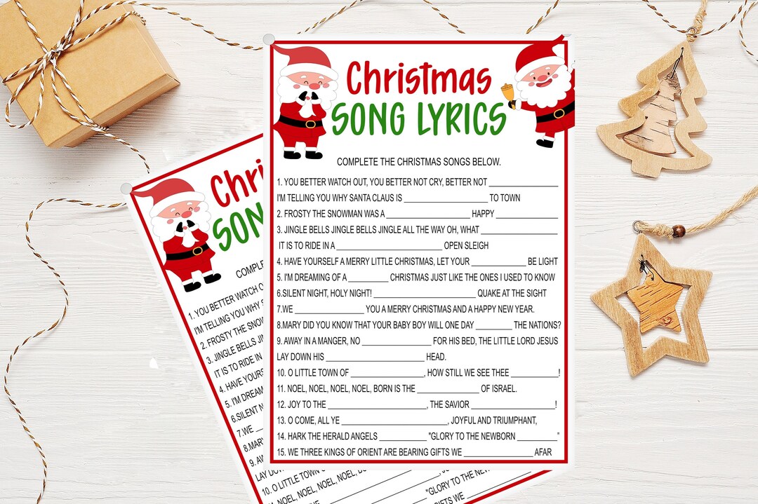 Christmas Carol Finish That Song Lyric Game Christmas Game - Etsy