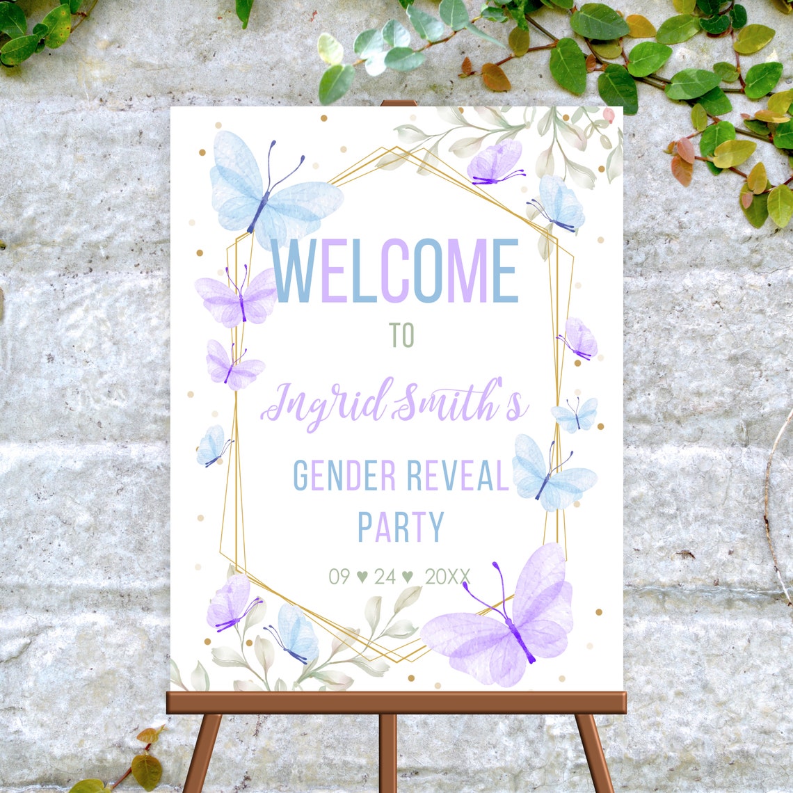 Editable Butterfly Welcome Sign Blue Purple Welcome Sign - Etsy
