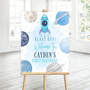 Editable Outer Space Welcome Sign, Galaxy Boy Birthday Party Decor ...