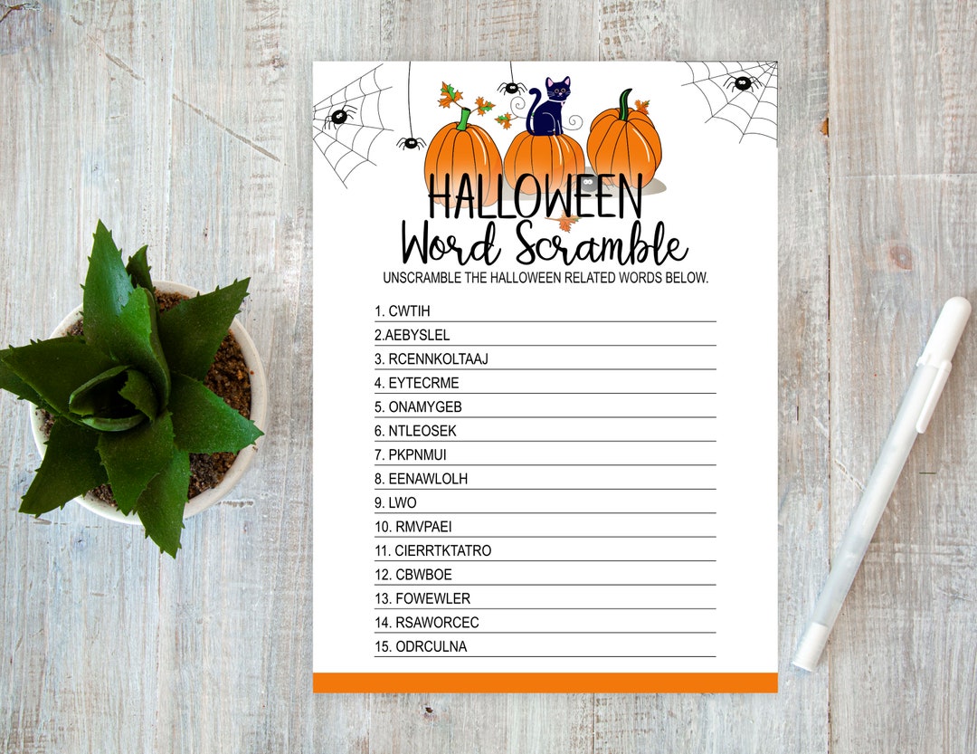 Halloween Word Scramble, Halloween Party Games, Halloween Fun Games ...