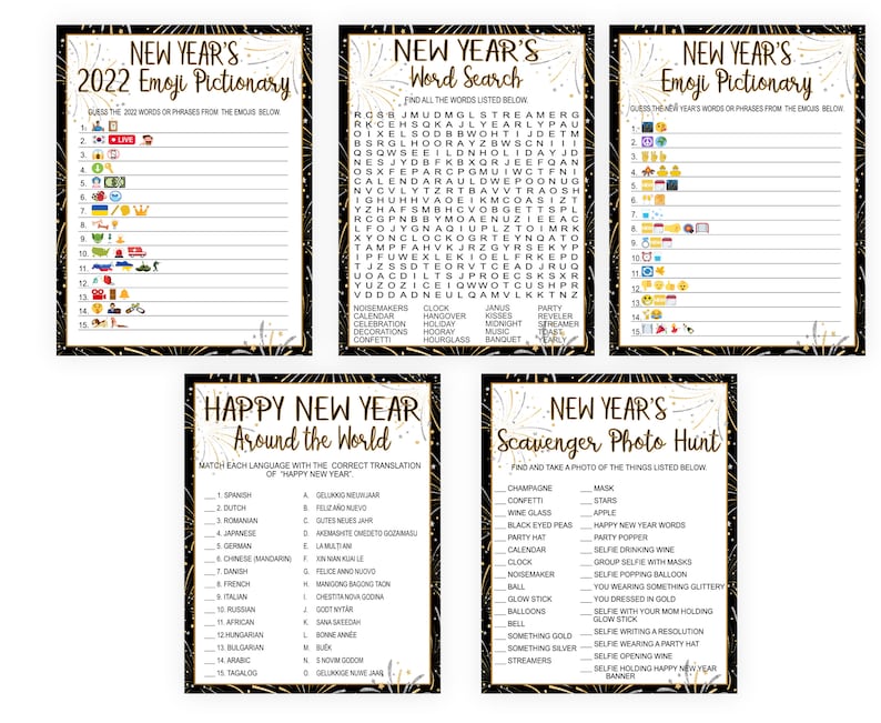 New Years Eve Party Games Bundle Set New Years Game Pack New Years Eve ...