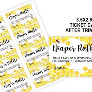 Bee Diaper Raffle Tickets and Sign Honey Bee Baby Shower Game Printable ...
