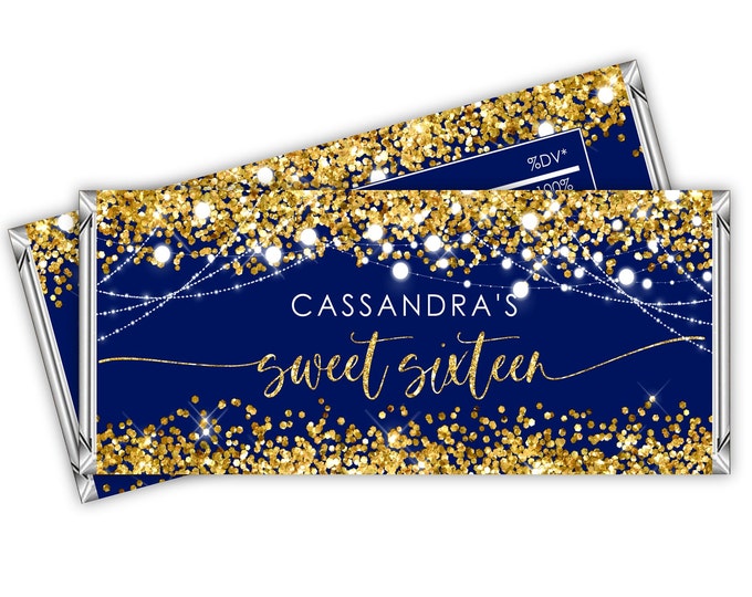 Mini Hershey Nugget Labels, Blue and Gold, Nugget Wrappers, Graduation ...