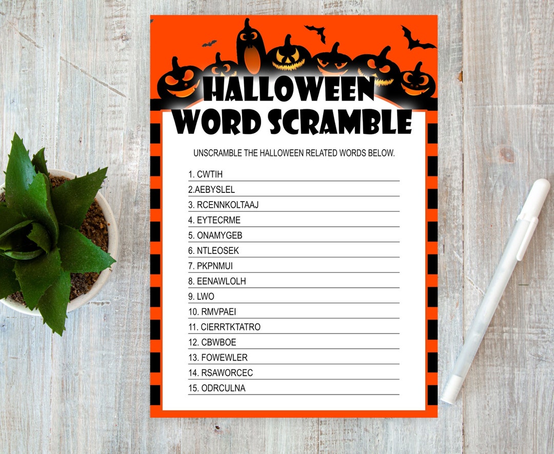 Halloween Word Scramble, Halloween Party Game, Halloween Fun Game, Word ...