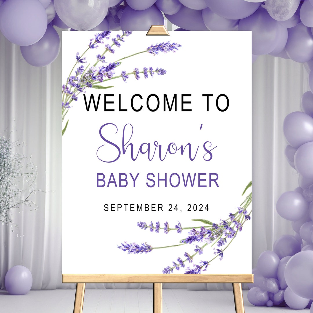 Editable Lavender Welcome Sign Purple Flower Baby Shower Welcome Sign ...