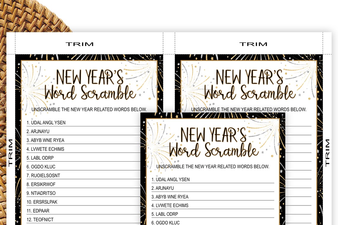 New Year's Eve Word Scramble Game Word Scramble Game New | Etsy