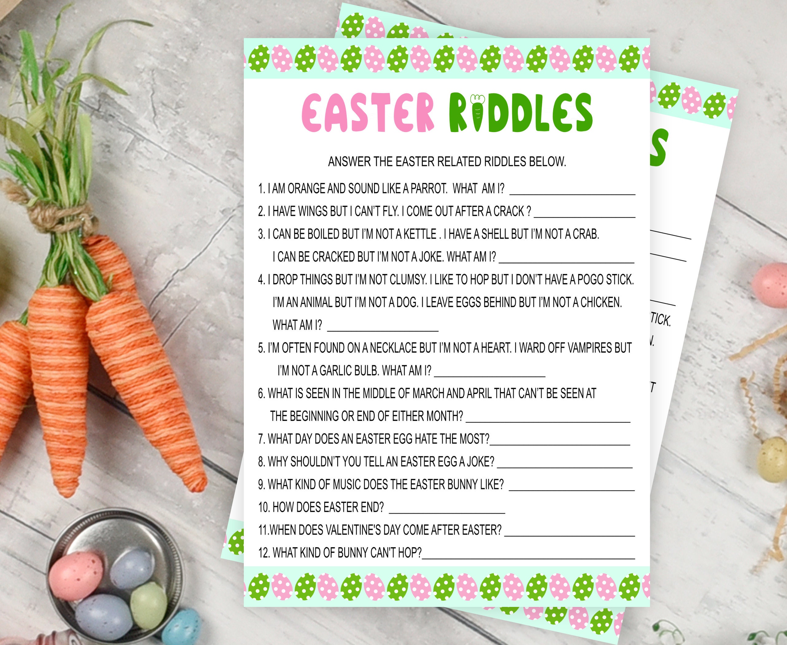 Easter Day Game, Easter Riddle Game, Fun Easter Day Game, PRINTABLE ...