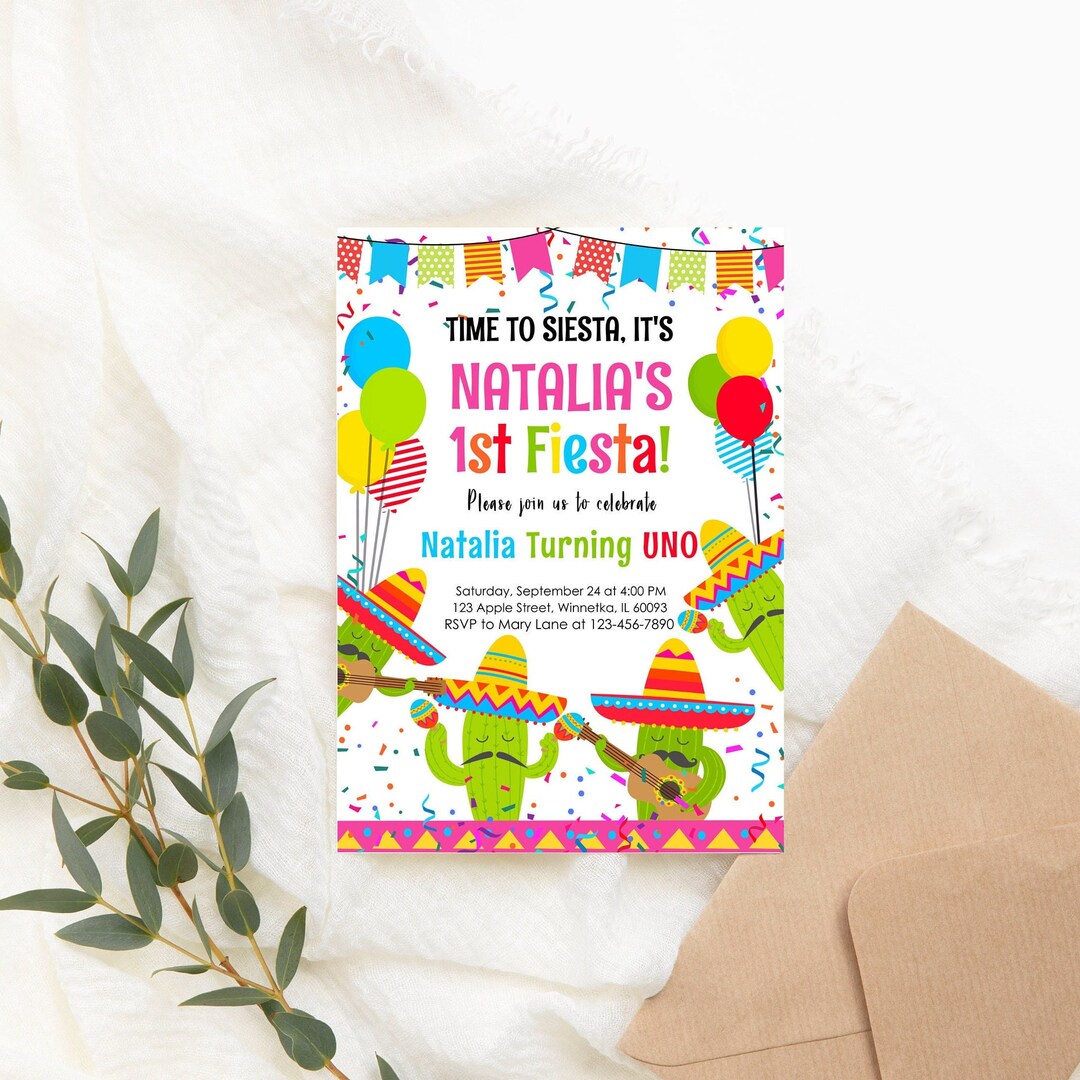 Editable Fiesta Invitation Fiesta Birthday Party Mexican - Etsy