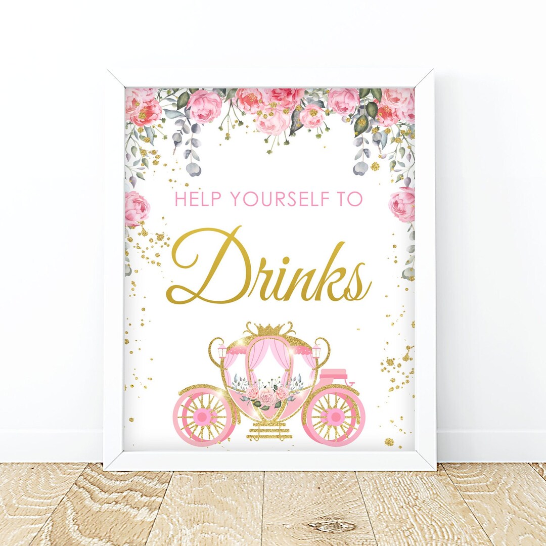 Princess Drink Sign Printable Table Decor Birthday Party Baby Shower ...