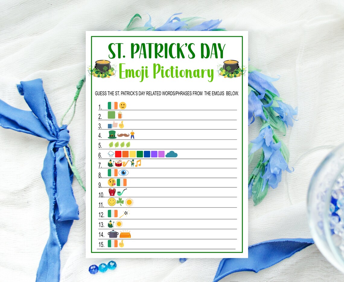 Saint Patrick's Day Emoji Pictionary Game Emoji - Etsy