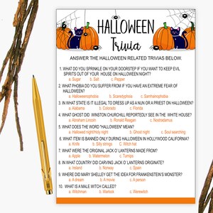 Halloween Trivia Game, Halloween Trivia, Halloween Party Game ...