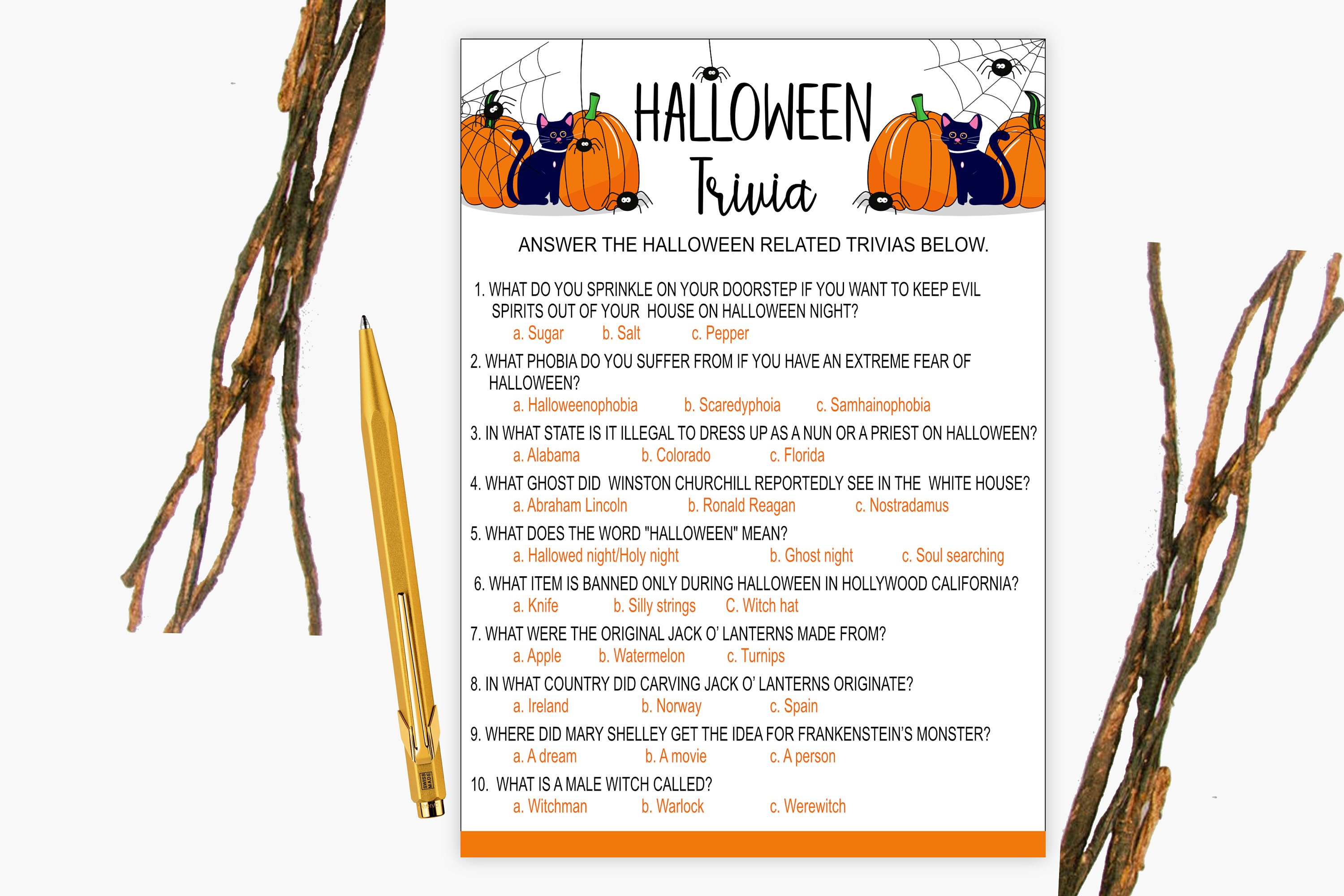 Halloween Trivia Game Halloween Trivia Halloween Party Game - Etsy UK