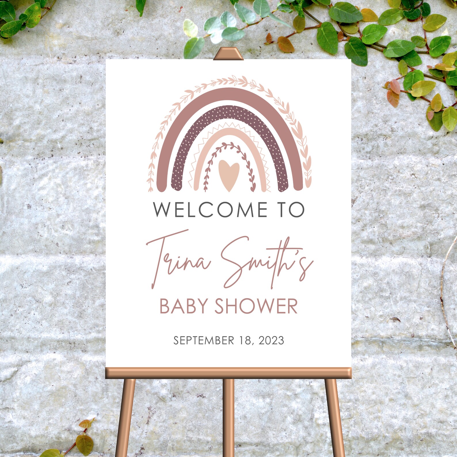 Editable Boho Rainbow Welcome Sign Minimal Simple Baby Shower - Etsy