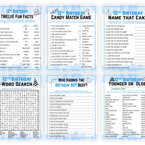 12th Birthday Party Games for Boys, Twelve Birthday Game , Birthday ...