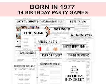 47th Birthday Games Born in 1977 Game Bundle Birthday Party Activities ...